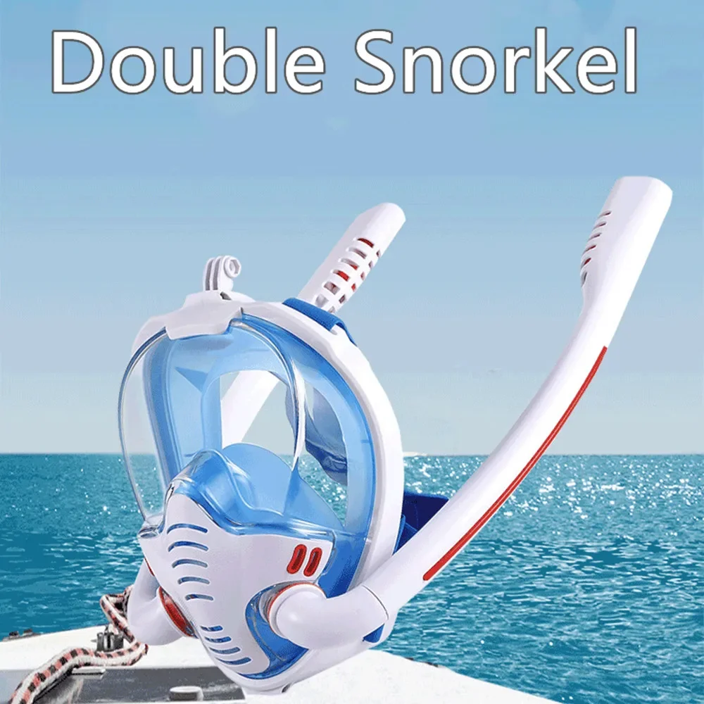 Diving Mask Scuba Double Snorkel Tube Full Face Anti-Fog Adult ...