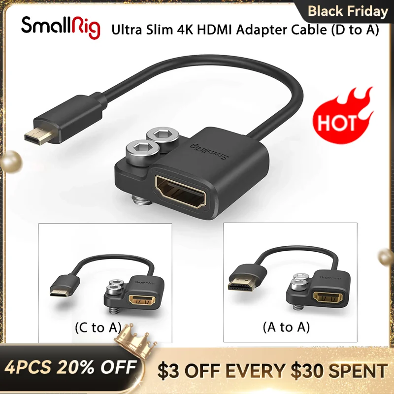 Smallrig Ultra Slim 4k Adapter Cable A To A/c To A /d To A For Bmpcc 4k ...