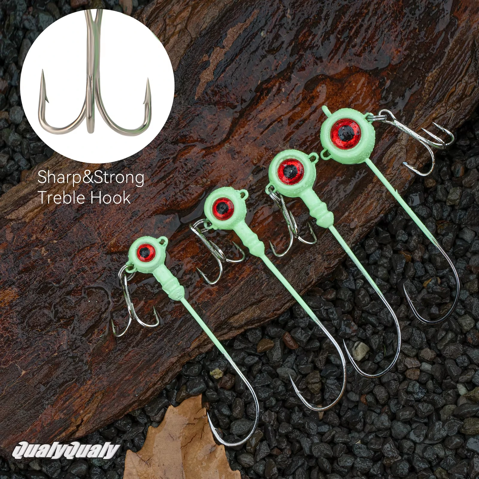 5pcs 3.5g -10.5g Luminous Jig Head Hooks Glow Long Shank Fishhooks with ...