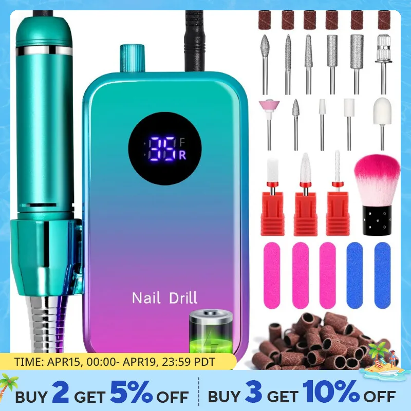 Professional-35000RPM-Portable-Electric-Nail-Drill-Machine-Display ...
