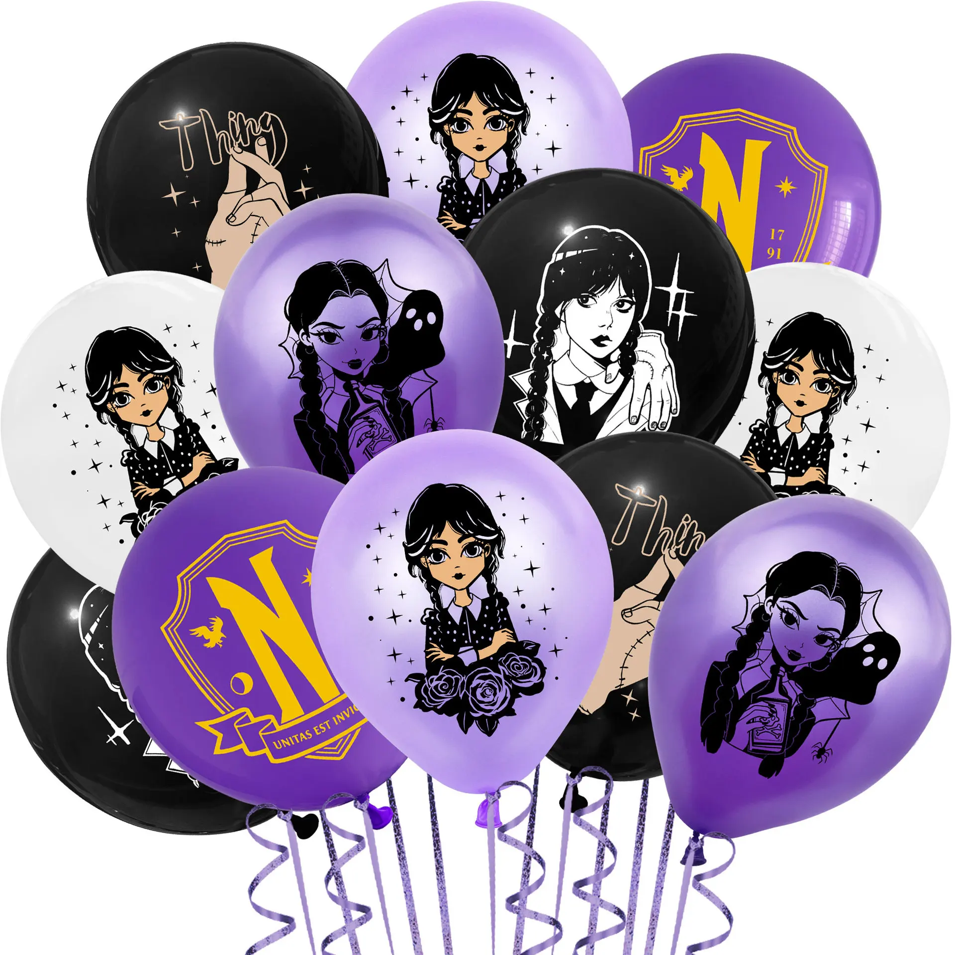 Wednesday-Addams-Birthday-Party-Decorations-Cartoon-Latex-Balloons ...