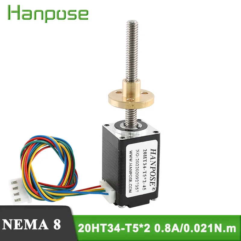 1PCS 0.8A 0.021N.m 20HT34-T5*2 Trapezoidal Screw Stepper Motor Length ...