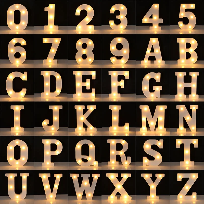 Gold-White-Luminous-26-English-LED-Letter-Night-Light-Alphabet-Number ...