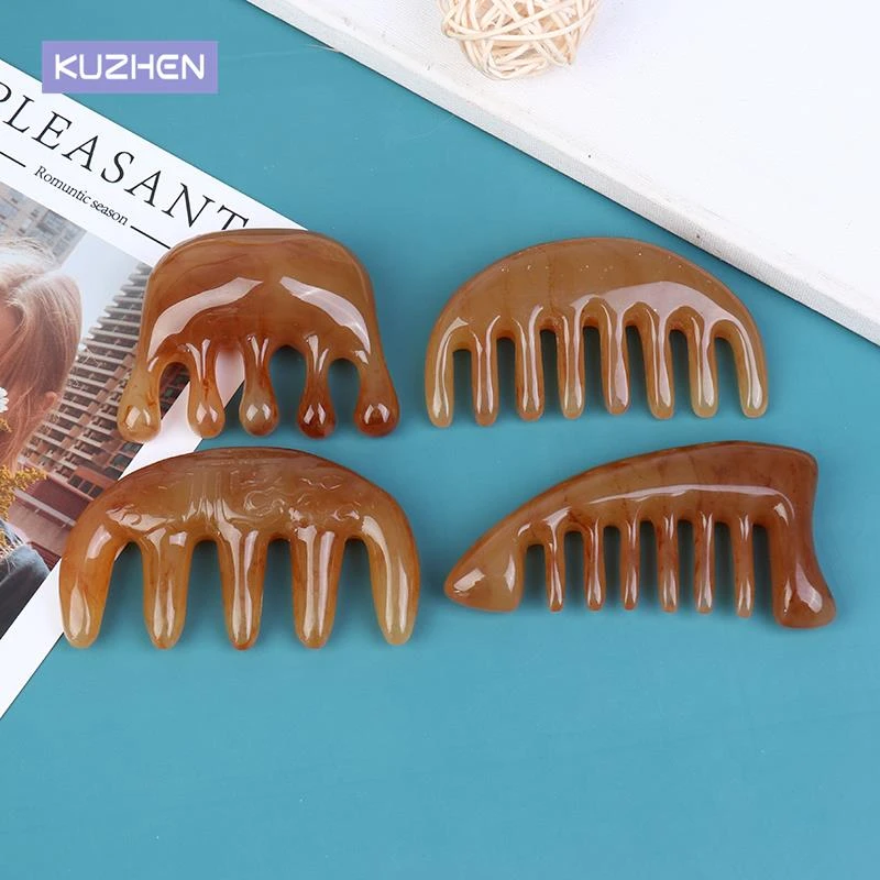 Natural Ox Horn Pocket Comb Wide Toothed Comb SPA Guasha Scalp Massage ...