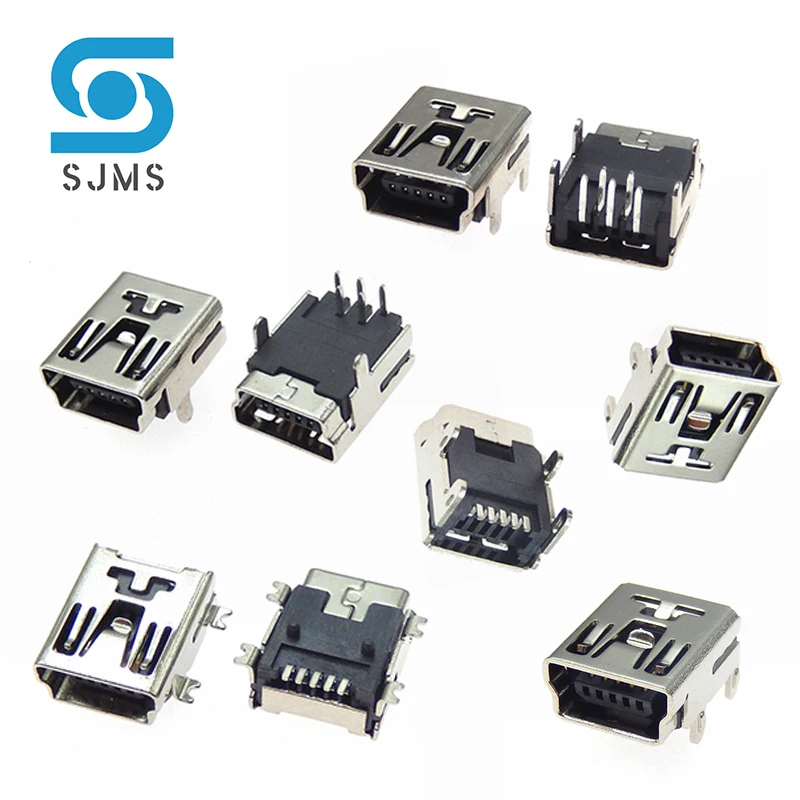 10-40pcs-Mini-USB-Female-4Type-Flat-Edge-SMT-dip-5Pin-Connectors-Port ...