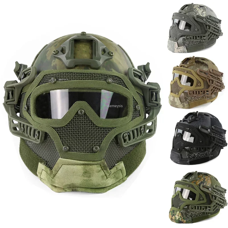 Full Covered Airsoft Helmet Camouflage Tactical Shooting Paintball ...
