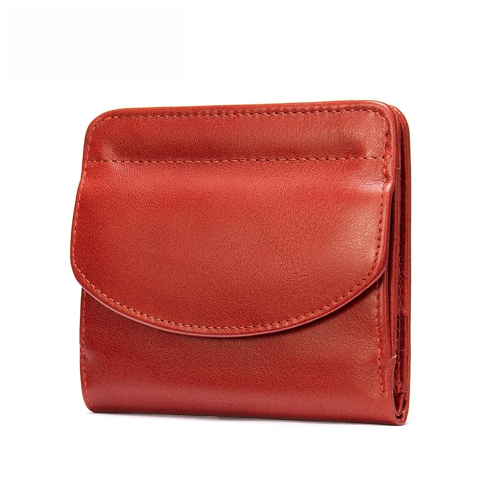 New Women Genuine Leather Mini Wallet RFID Folding Simple Ultra-thin ...