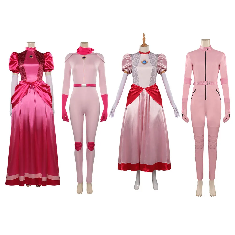 Princess Cos Peach Cosplay Costume Women Dress One-piece Jumpsuit ...