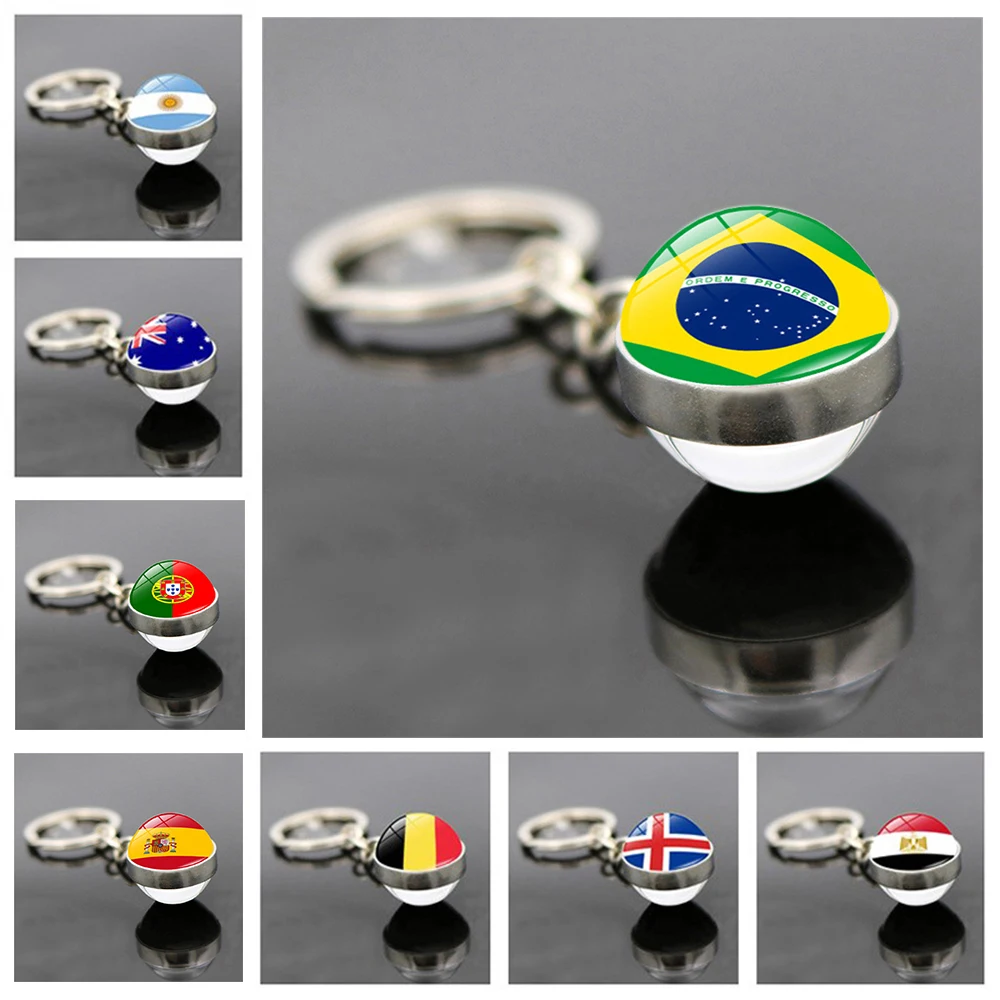 Brazil Spain Portugal Argentina Italy Germany Flag Football Keychain ...