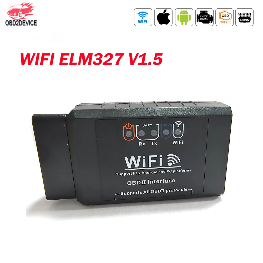 블루투스 엔진 진단 도구, V1.5 WiFi OBDII ELM327 OBD2 자동 스캐너, iOS, 안드로이드, PC용 ...
