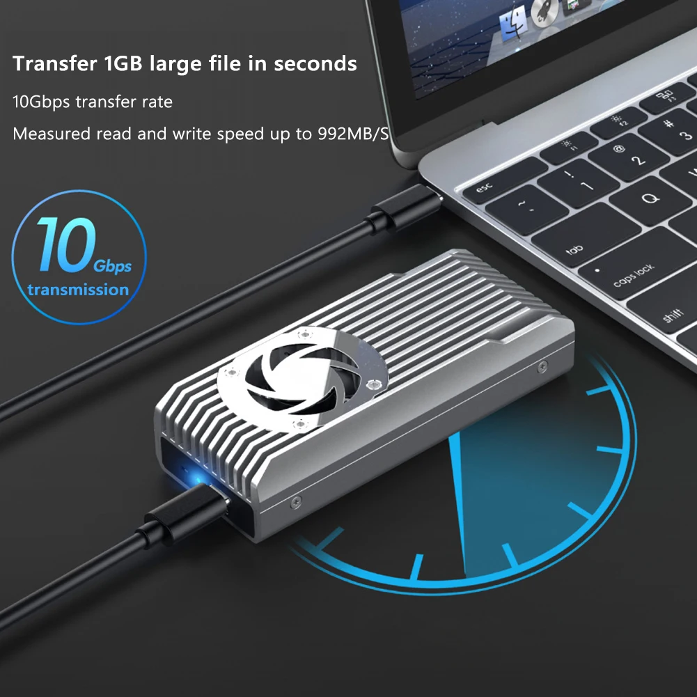 10Gbps-M2-SSD-Case-Built-in-Cooling-Fan-M-2-NVME-Enclosure-USB3-1-Gen2 ...
