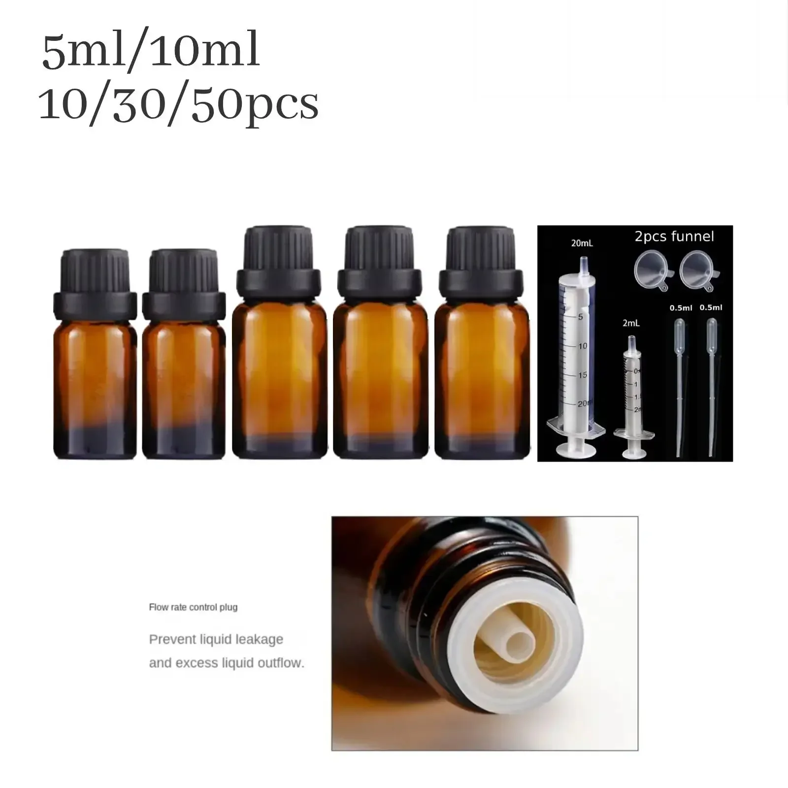 10pcs-30PCS-5ML-10ML-Amber-Brown-Drop-Bottle-Massage-Oil-Pipette-Glass ...