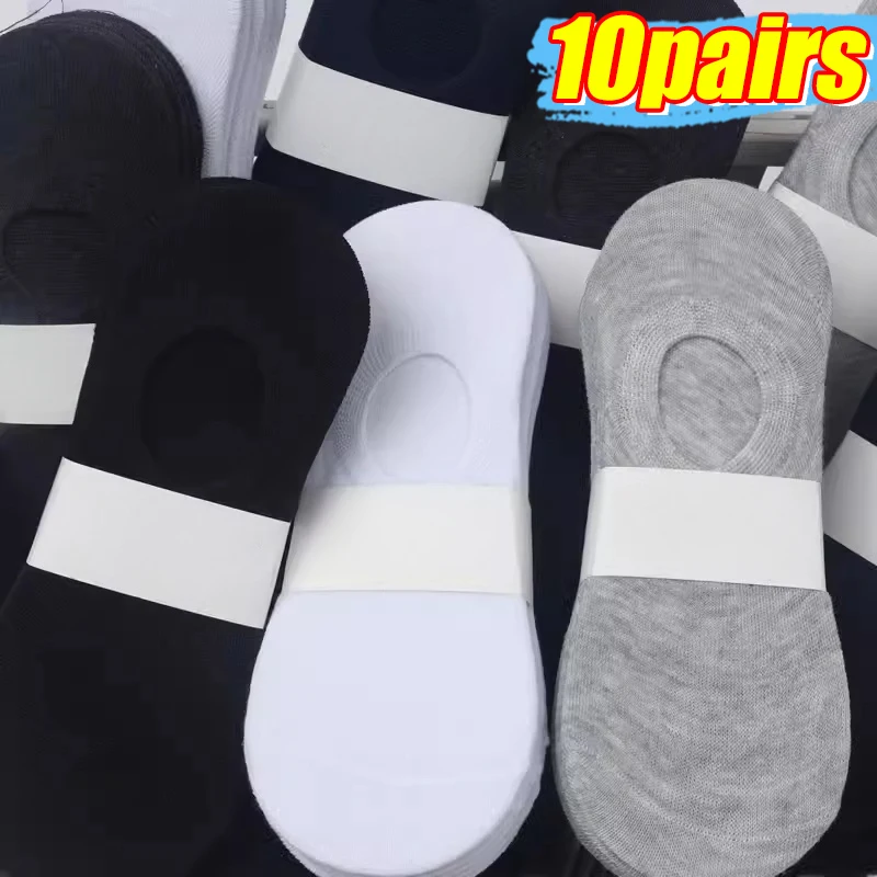 5-10pairs-Cotton-Invisible-Socks-for-Men-Ankle-Short-No-Show-Low-Black ...