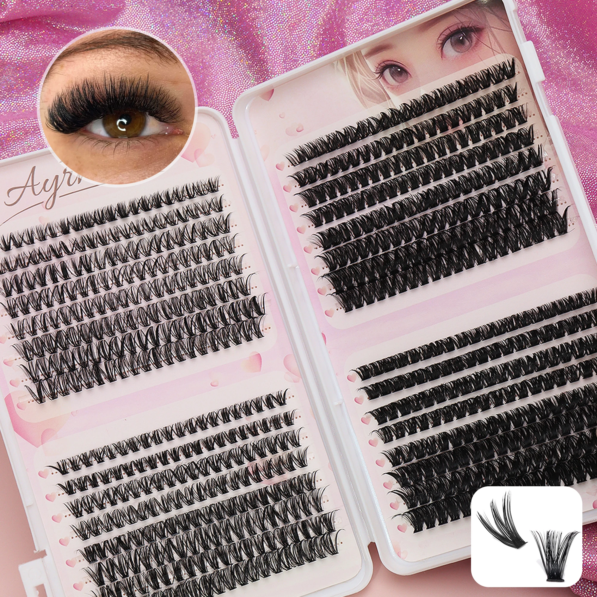 Fluffy DIY clustered eyelashes mixed charm style eyelash extension ...