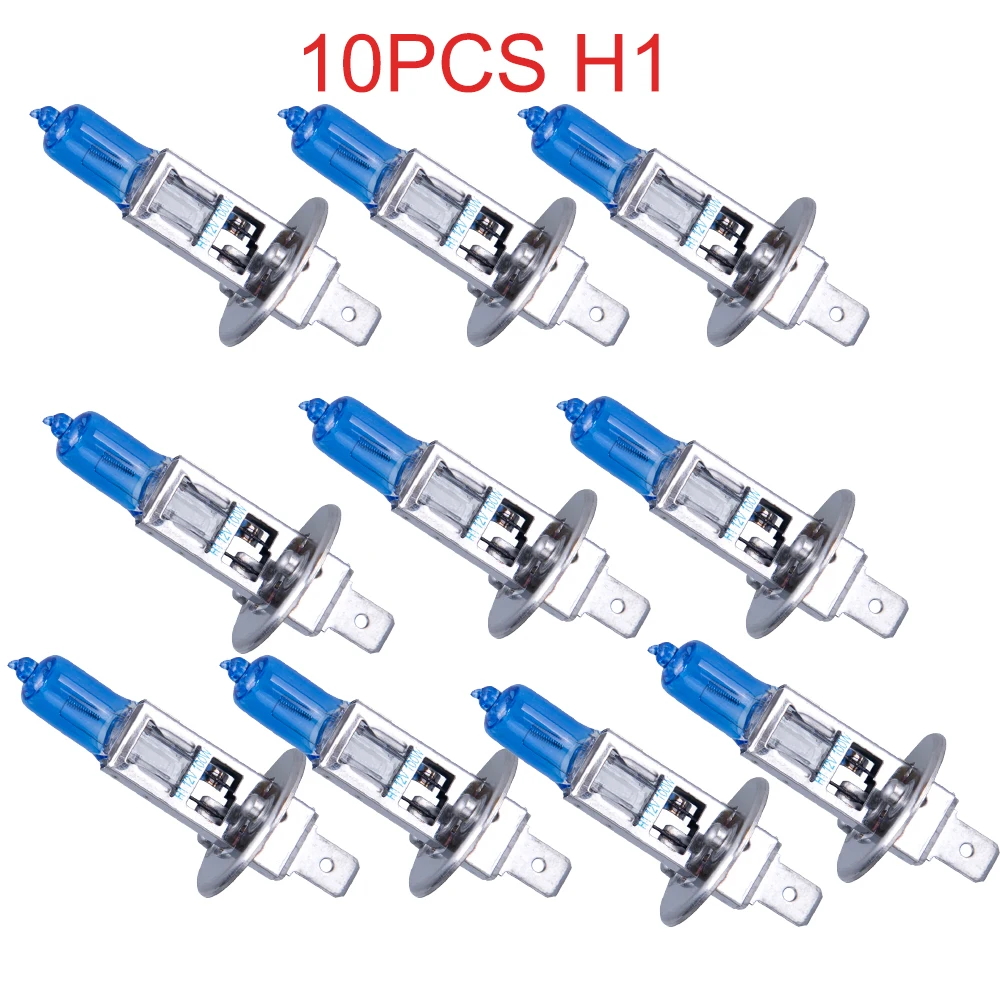 10PCS-Halogen-Headlight-Bulb-H1-55W-100W-12V-Halogen-Bulb-Super-White ...
