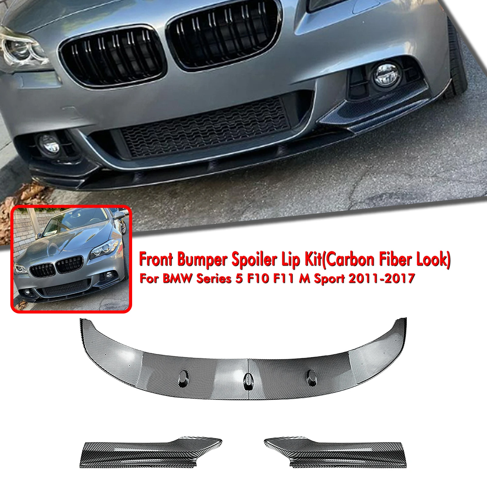 For-BMW-5-Series-F10-F11-M-Sport-2011-2017-Front-Bumper-Spoiler-Lip ...