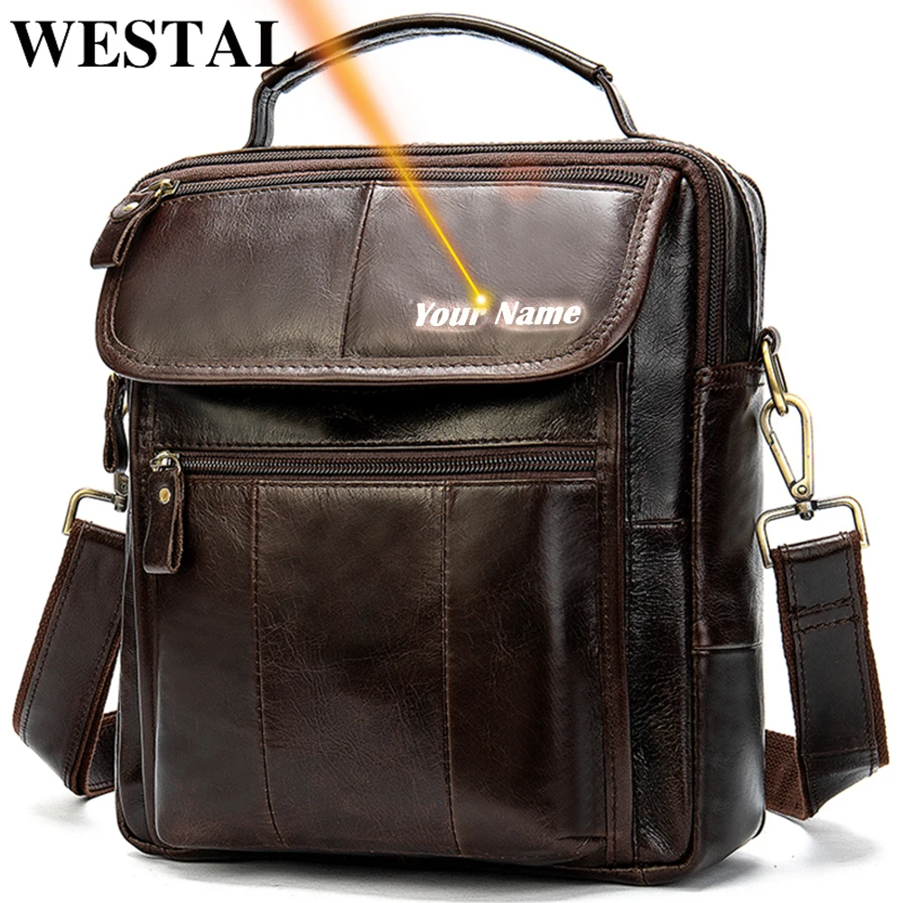 WESTAL Men's Bag Genuine Leather Designer Men's Shoulder Bags Crossbody ...