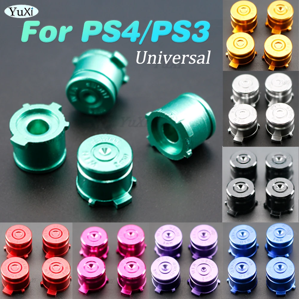 1Set-For-PS4-PS3-ABXY-Metal-Button-Caps-Kit-Aluminum-Bullet-Directional ...