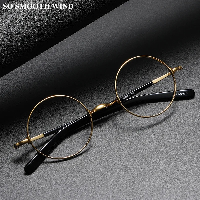Japanese Handmade Titanium Glasses Frames Retro Round Prescription ...