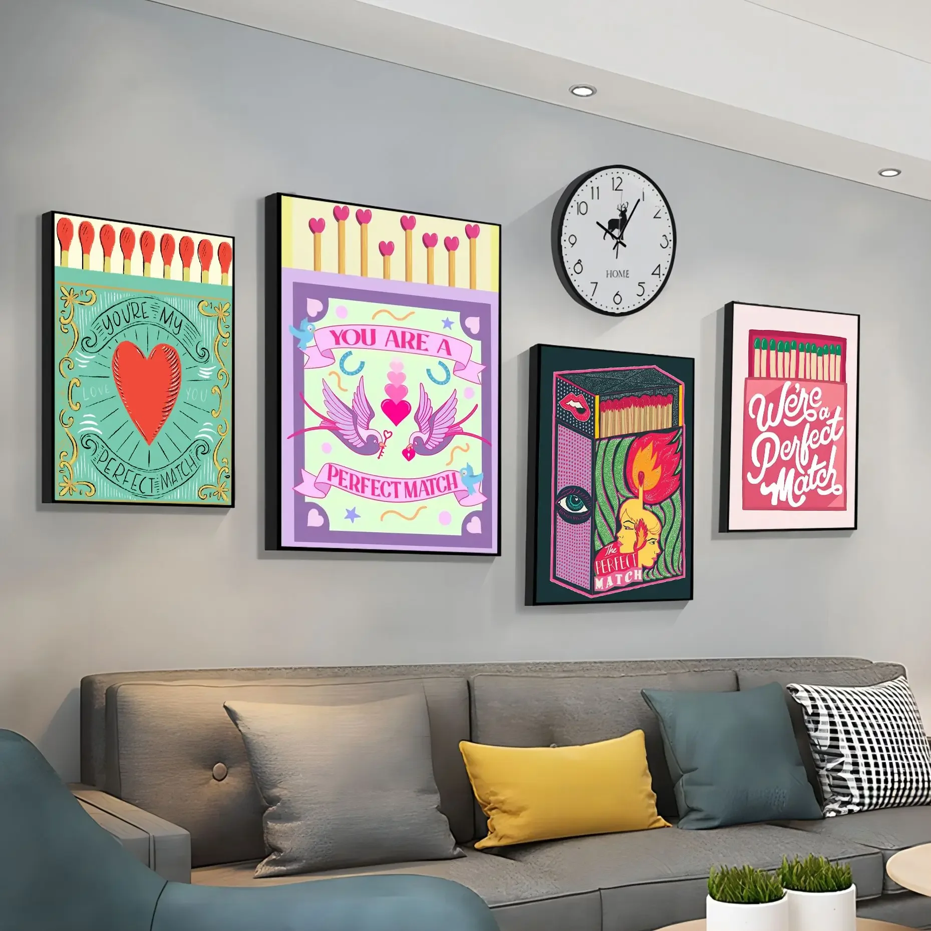 LOVE-You-re-My-Perfect-Match-Self-adhesive-Art-Poster-Vintage-Room-Home ...