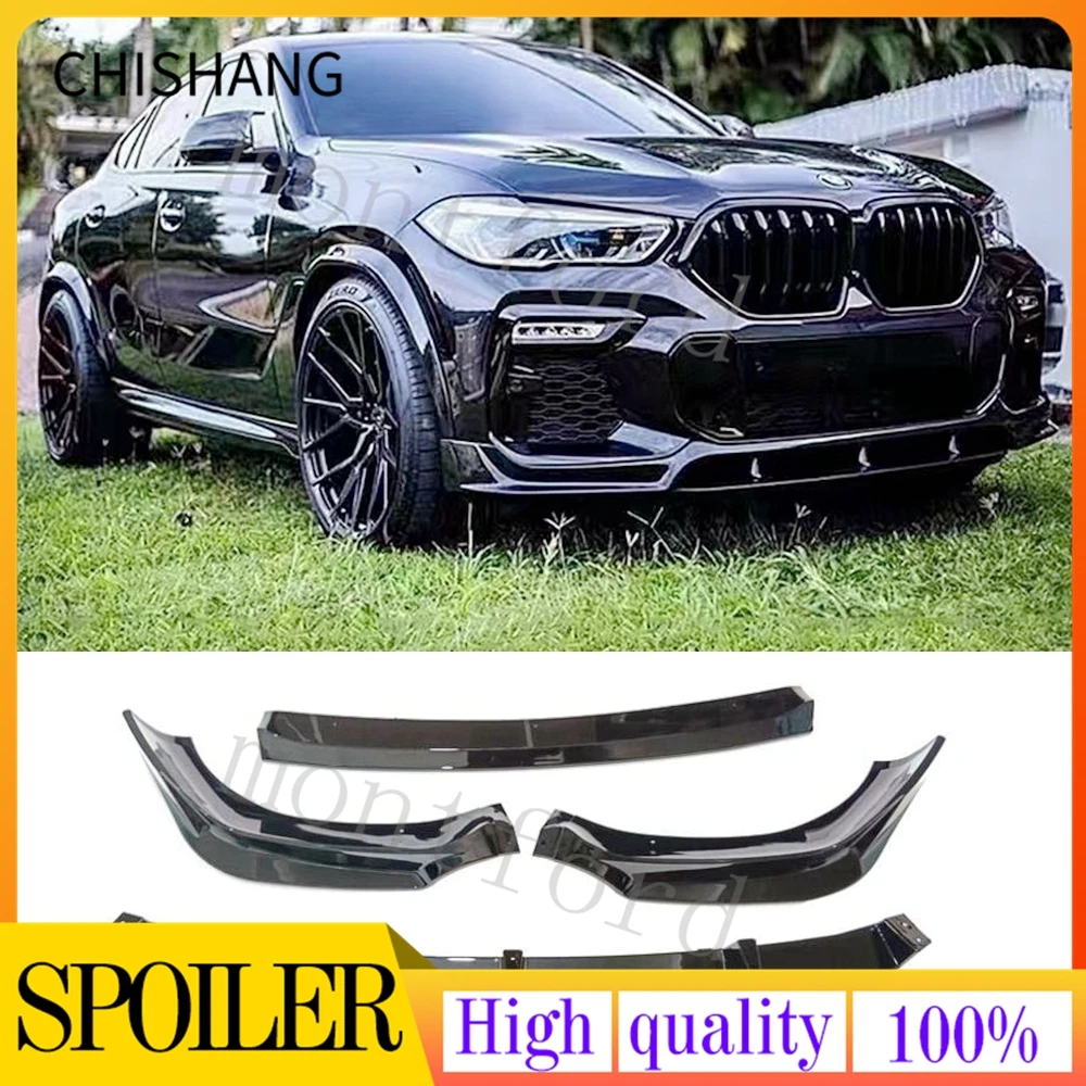 For-BMW-2020-2022-X6-G06-M-Sport-Front-Bumper-Spoiler-Lip-Glossy-Black ...