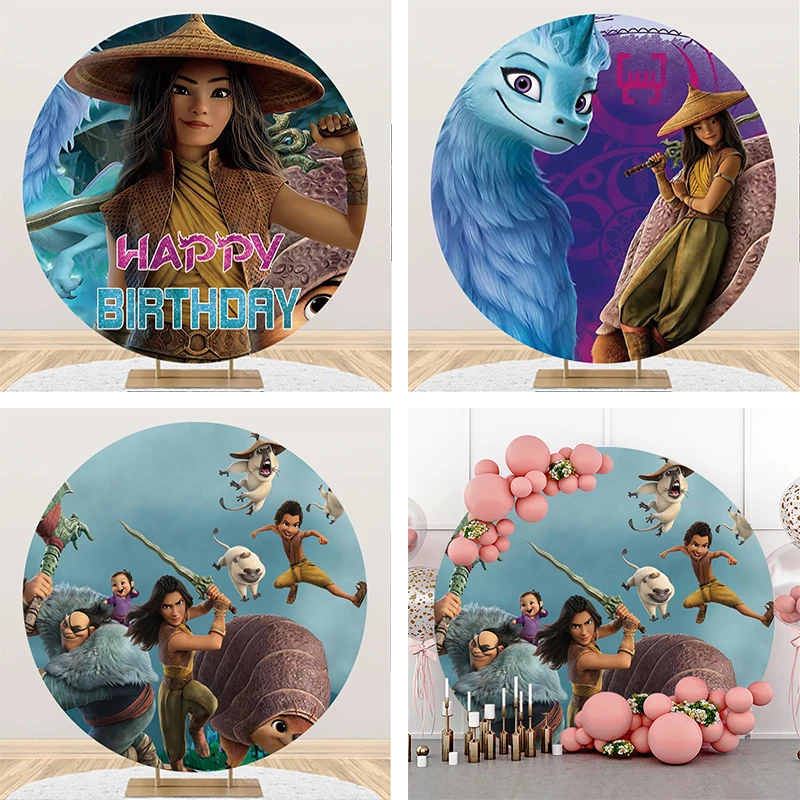 Disney-Raya-And-The-Last-Dragon-Round-Backdrop-Cover-for-Girls-Birthday ...