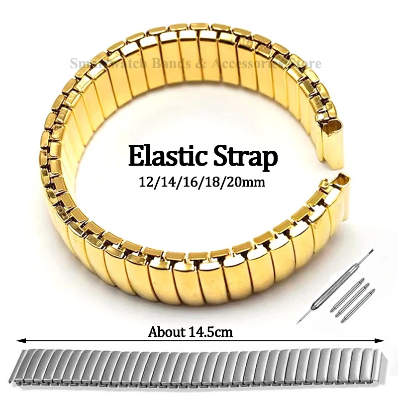Stainless-Steel-Elastic-Strap-12mm-14mm-16mm-18mm-20mm-Metal-Stretch ...