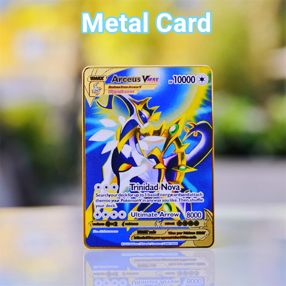 10000HP-Pokemon-Card-Metal-Pok-mon-Letters-Arceus-Vmax-Pikachu ...