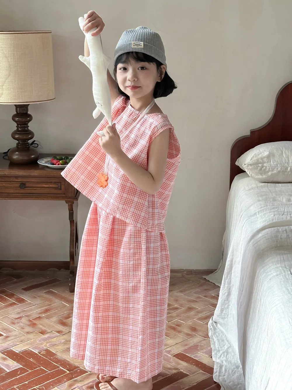 2024-New-Styles-Girls-2Pcs-Set-Plaid-Vest-Pants-Summer-Girls-Suits-Kids ...