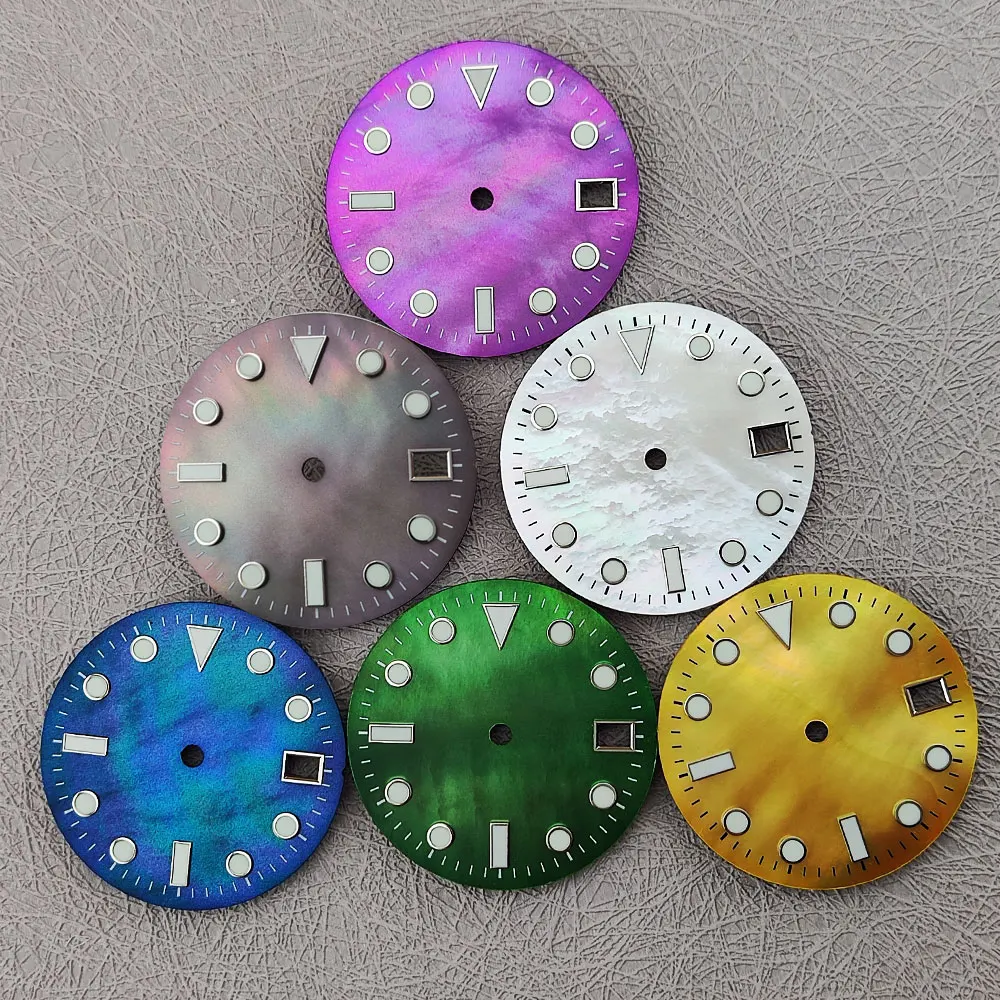 New-pearl-oyster-dial-29mm-dial-with-green-glow-suitable-for-NH35 ...