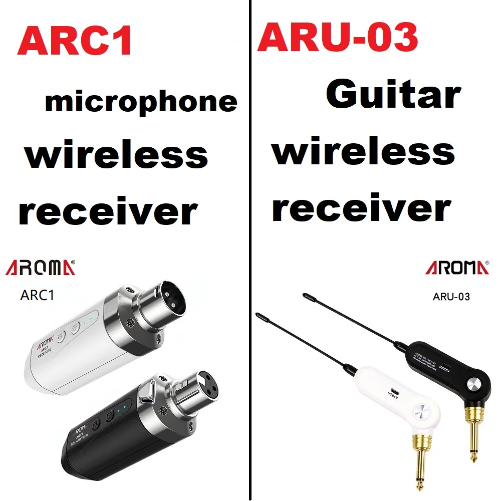 AROMA ARC1 5.8GHZ Wireless Microphone System // ARU-03 UHF guitar and ...
