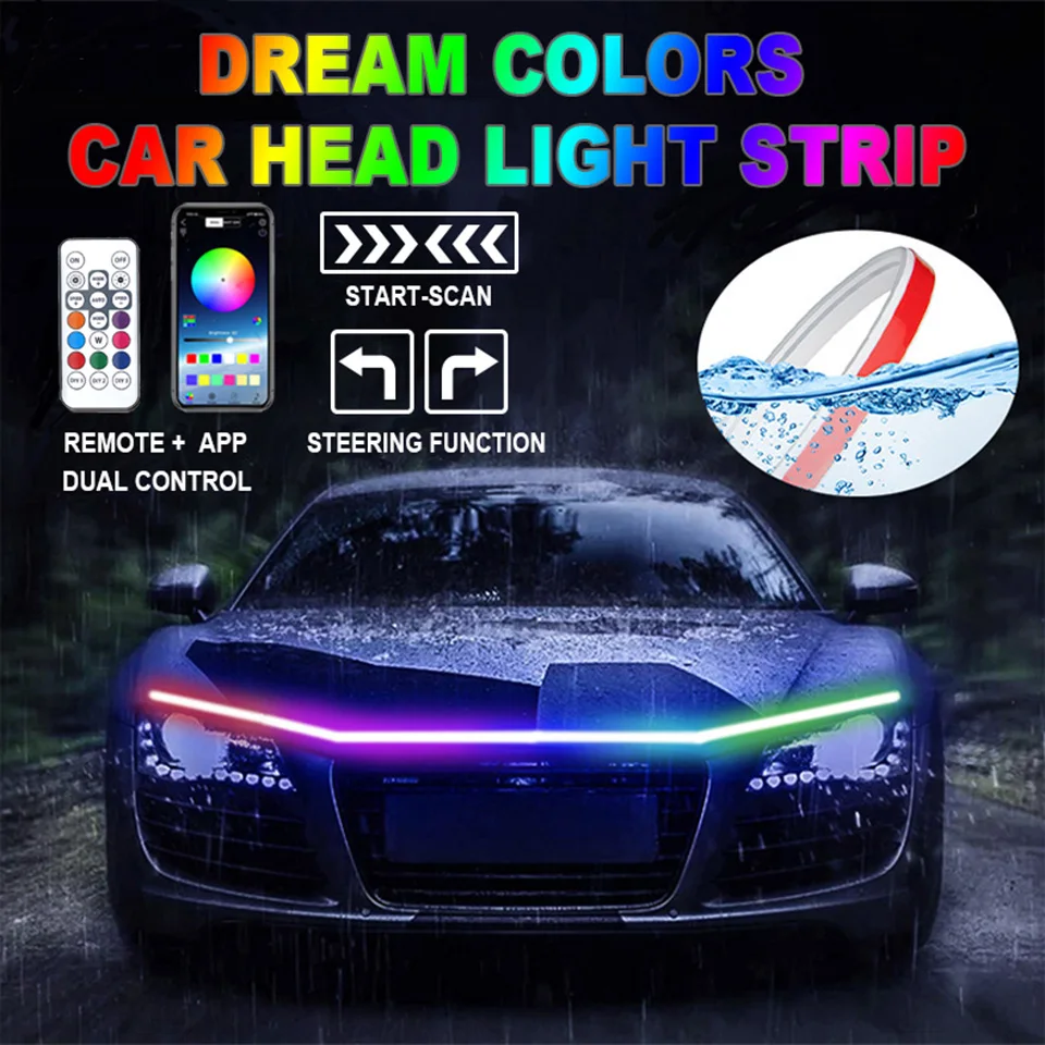 Dream-Colors-LED-Car-Hood-Light-Daytime-Running-Lights-Uniform-Silicone ...