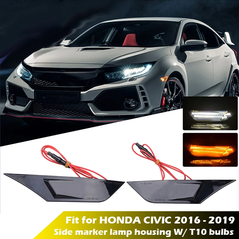 Side Turn Signal Assembly Marker Lamp Fender Trim White Running Light ...