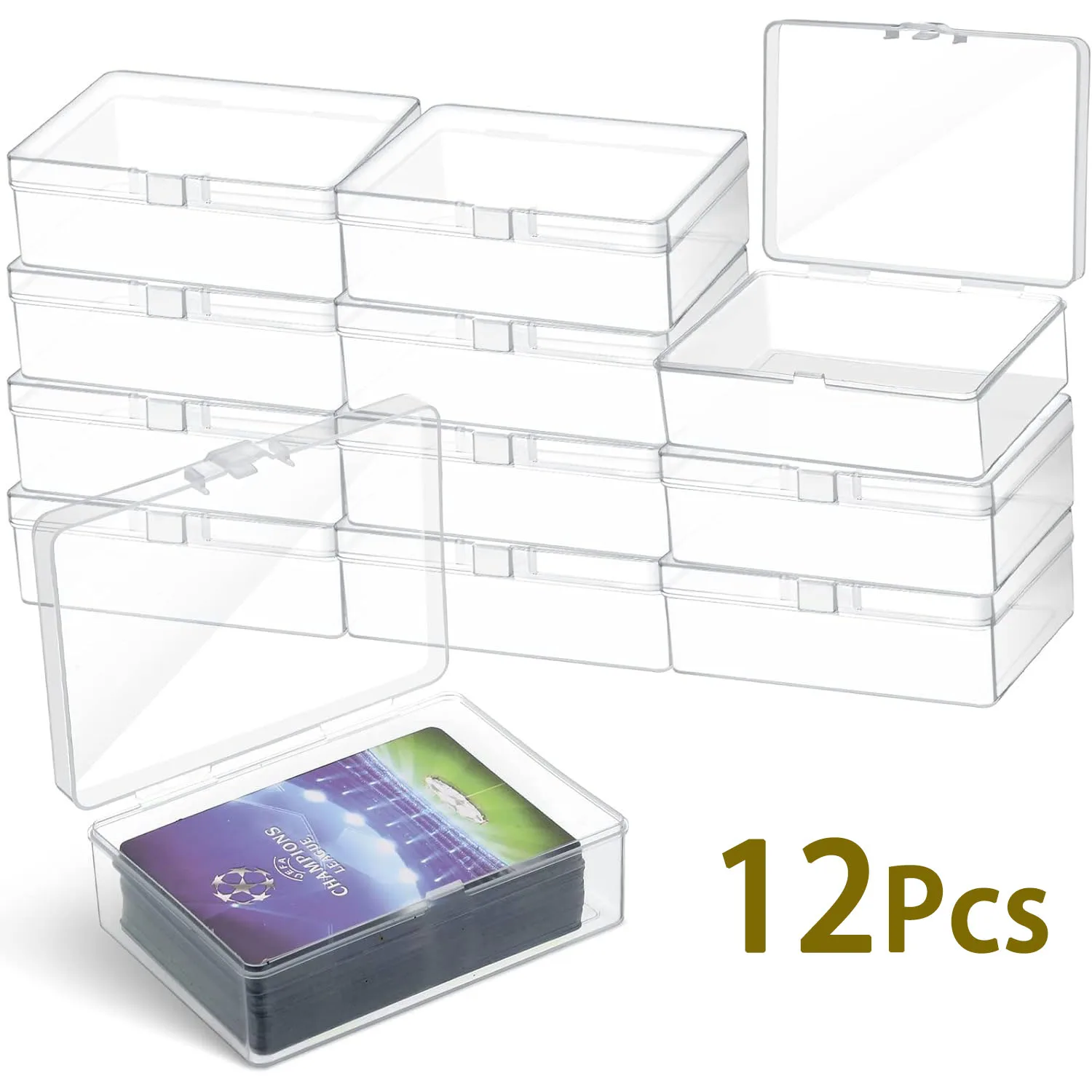 12Pcs Transparent Storage Box Set Plastic Trading Card Storage Box ...