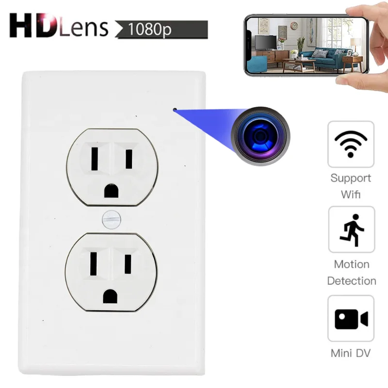 1080p Hd Wifi Mini Camera Wall Socket Camera Motion Detection Home ...