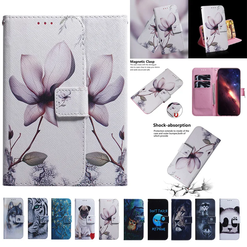Painted Flip Leather Magnetic Case For LG Stylo 7 5 K50 Q60 K40S K41S ...