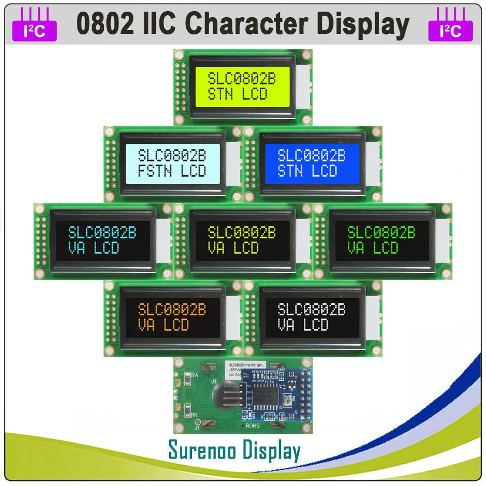 Surenoo 0802 802 8*2 Serial IIC / I2C / TWI Character LCD Module ...
