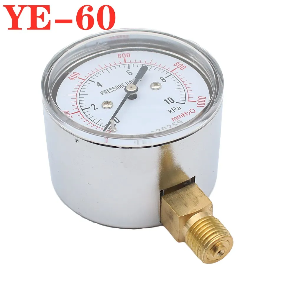 Diaphragm Pressure Gauge YE60 10KPa Gas Meter Overpressure Protected Micropressure Meter Kpa Meter