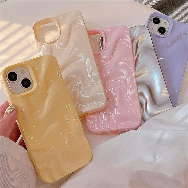 Korea-Cute-Glossy-Candy-Color-3D-Water-Ripple-Phone-Case-For-iPhone-14 ...