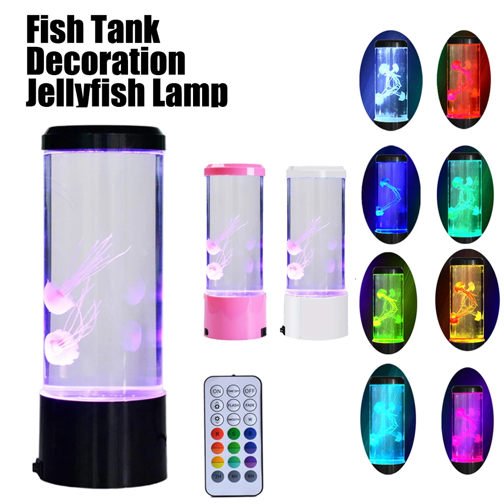 Jellyfish Lamp LED Remote Control Color Changing Aquarium Light With 8 ...