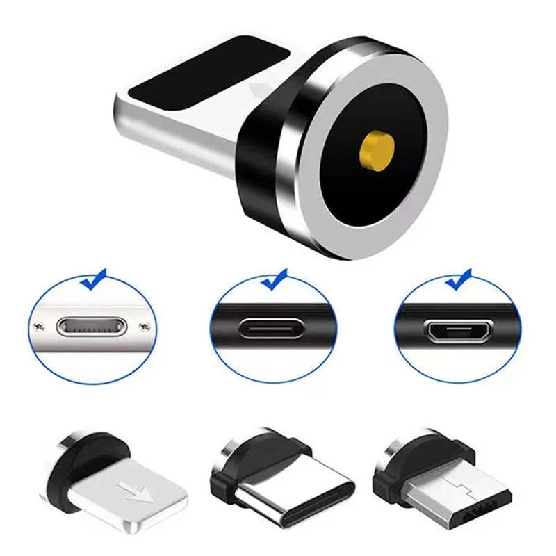 Round-Magnetic-Cable-plug-Type-C-Micro-USB-C-Plugs-Fast-Charging-Cable ...
