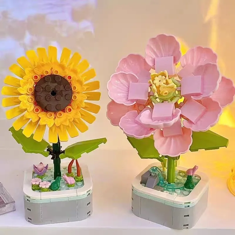 Creative-flower-Building-blocks-Eternal-flower-potted-building-blocks ...