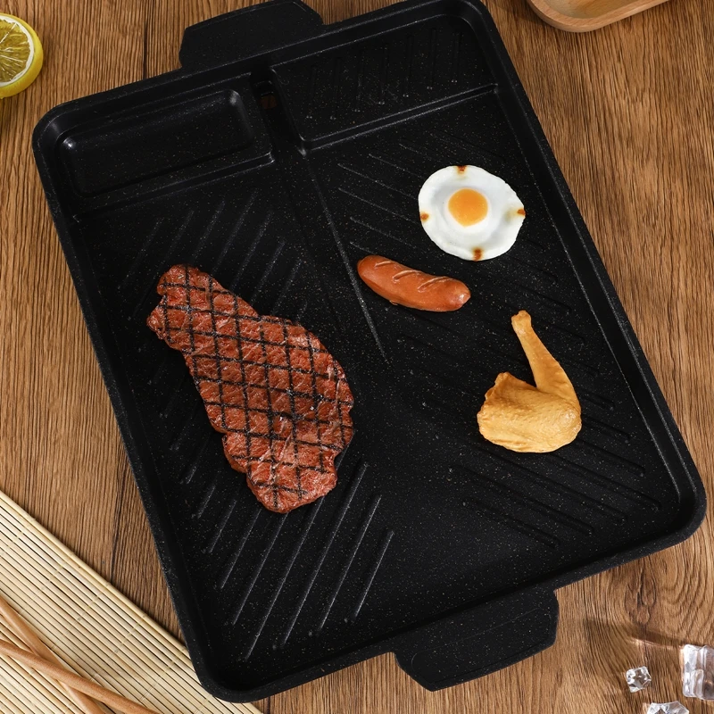 Korean-style-Nonstick-Smokeless-Rectangular-Grill-Pan-Baking-Tray-Barbecue-Hot-Plate-for-Indoor ...