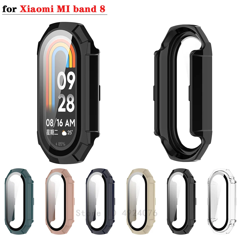 PC Hard Case + Glass for Xiaomi Mi Band 8 Screen Protector Bumper ...