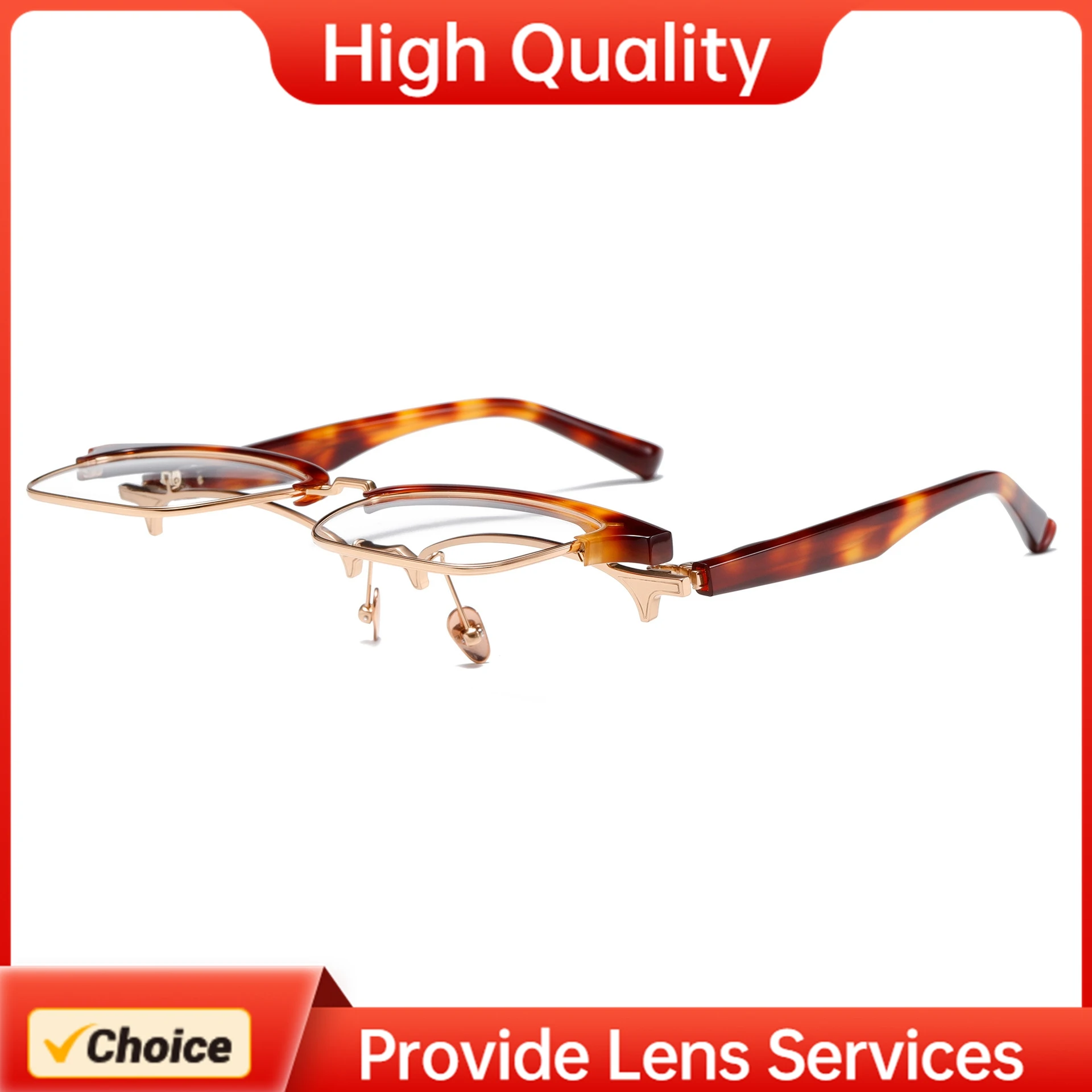 Flip-Eyebrow-Frame-Golf-Mirror-Near-sighted-Acetate-Titanium-Glasses ...