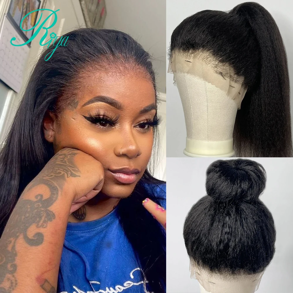 Kinky-Straight-360-Full-Lace-Pruik-Menselijk-Haar-Pre-Geplukt-Pruiken ...