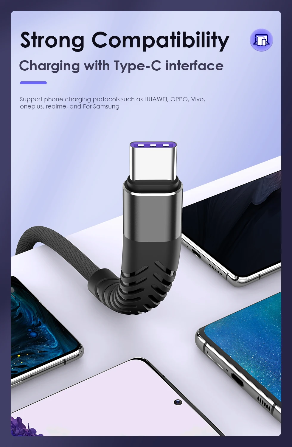 Кабель USB C 7A Для Быстрой Зарядки, 100 Вт, Тип C Для Samsung S22 S23 ...