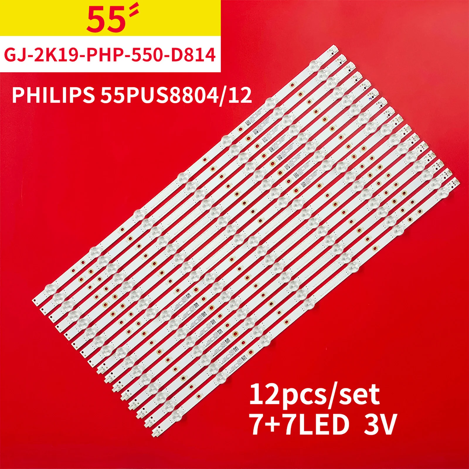 Original 12Pcs/1Set LED Backlight Strip 14 Lamps for PHILIPS 55" TV ...