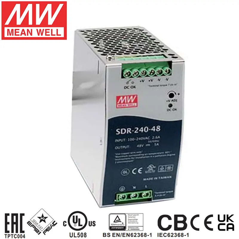 MEANWELL SDR-240-24 SDR-480-48 240W Industrial MEAN WELL 220V AC to DC 24V 10A 48v 5A Din Rail ...