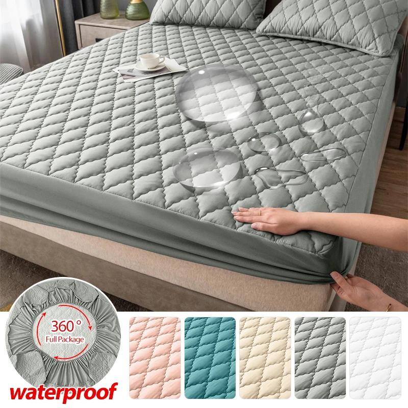 Waterproof-Soft-Bed-Sheet-with-Elastic-Band-Solid-Color-Anti-slip ...
